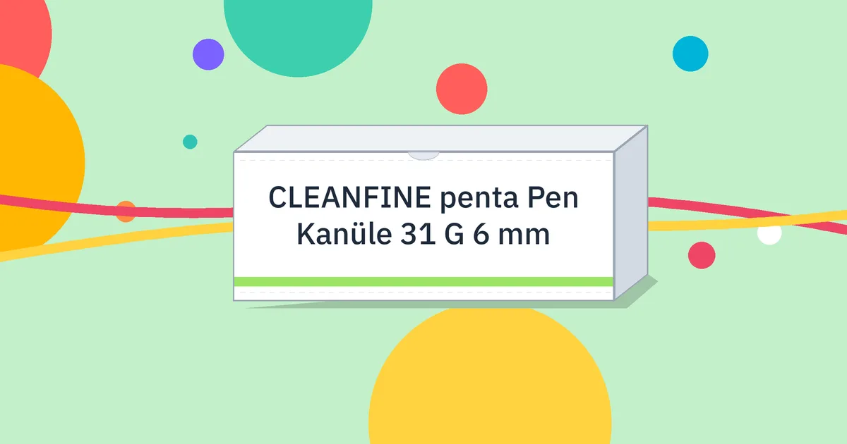 Symbolbild: Packung mit der Aufschrift CLEANFINE penta Pen Kanüle 31 G 6 mm (PZN 16874801) – Verfügbarkeit und Bezug in Apotheken in Frankfurt am Main