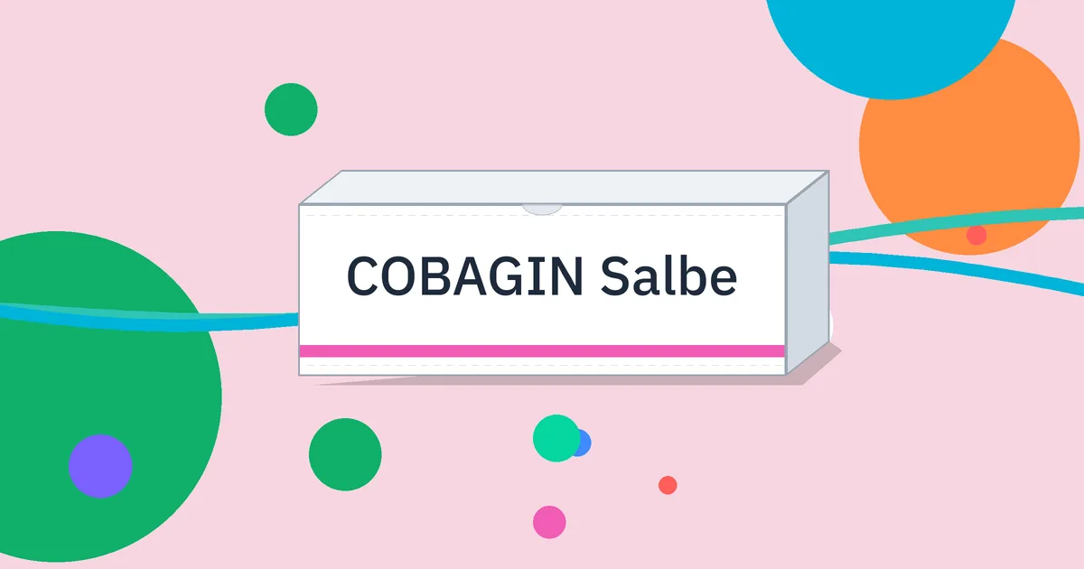 Symbolbild: Packung mit der Aufschrift COBAGIN Salbe (PZN 13164938) – Verfügbarkeit und Bezug in Apotheken in Frankfurt am Main