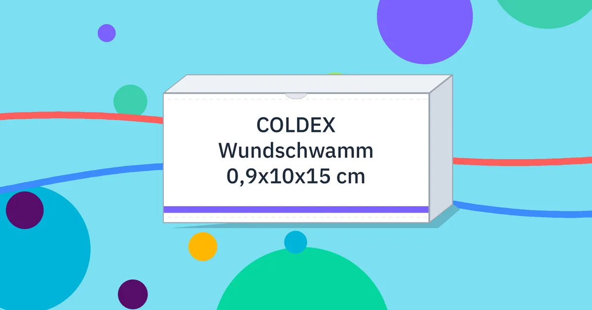 Symbolbild: Packung mit der Aufschrift COLDEX Wundschwamm 0,9x10x15 cm (PZN 01442705) – Verfügbarkeit und Bezug in Apotheken in Frankfurt am Main