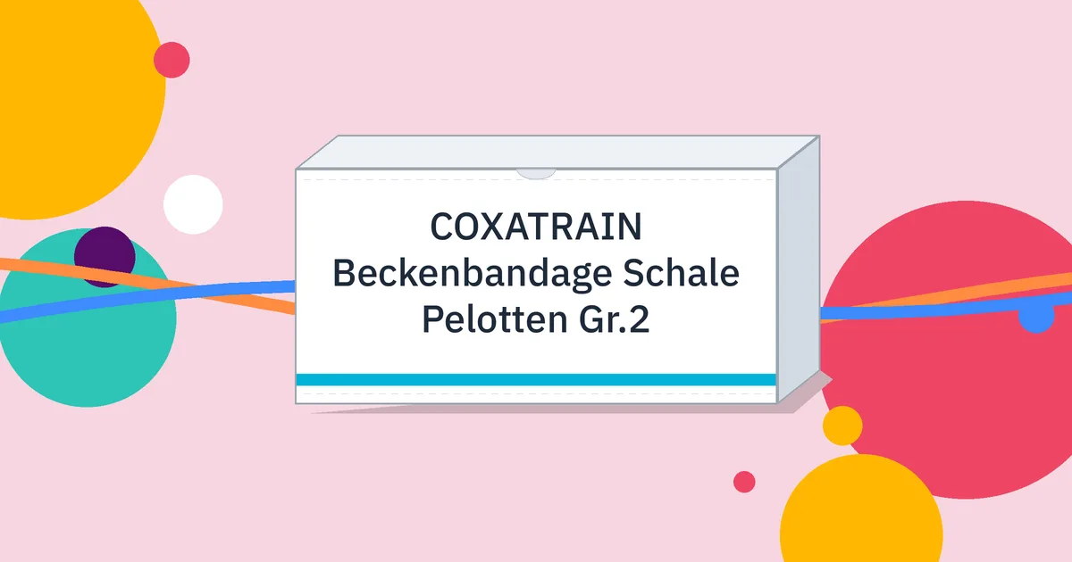 Symbolbild: Packung mit der Aufschrift COXATRAIN Beckenbandage Schale Pelotten Gr.2 (PZN 17560884) – Verfügbarkeit und Bezug in Apotheken in Frankfurt am Main