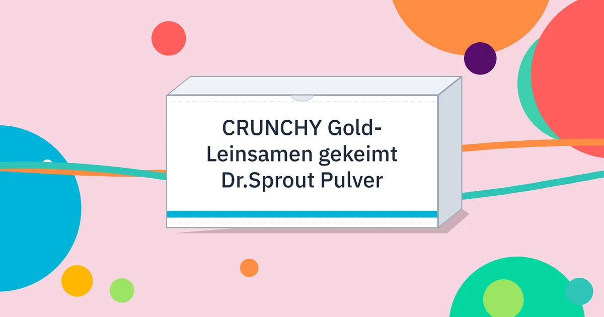 Symbolbild: Packung mit der Aufschrift CRUNCHY Gold-Leinsamen gekeimt Dr.Sprout Pulver (PZN 15633202) – Verfügbarkeit und Bezug in Apotheken in Frankfurt am Main