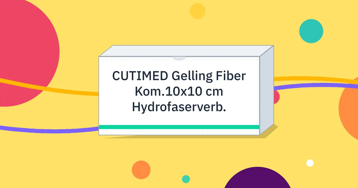 Symbolbild: Packung mit der Aufschrift CUTIMED Gelling Fiber Kom.10x10 cm Hydrofaserverb. (PZN 18192023) – Verfügbarkeit und Bezug in Apotheken in Frankfurt am Main