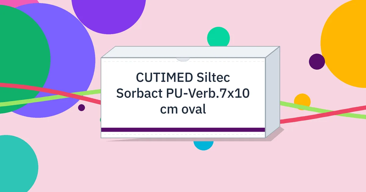 Symbolbild: Packung mit der Aufschrift CUTIMED Siltec Sorbact PU-Verb.7x10 cm oval (PZN 18126842) – Verfügbarkeit und Bezug in Apotheken in Frankfurt am Main