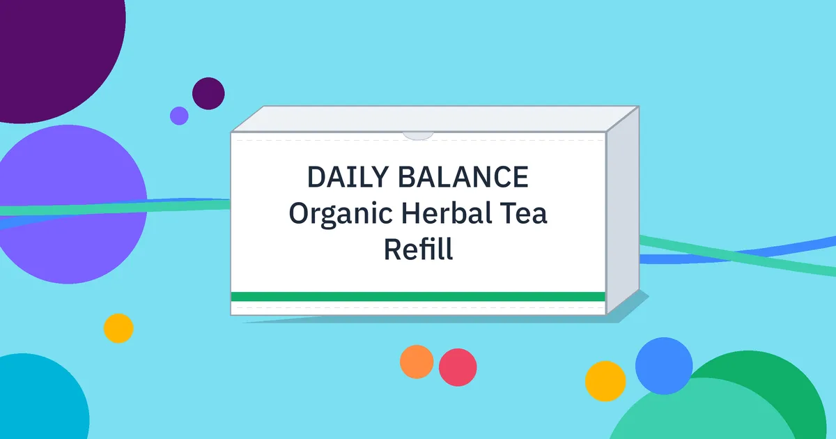 Symbolbild: Packung mit der Aufschrift DAILY BALANCE Organic Herbal Tea Refill (PZN 13162750) – Verfügbarkeit und Bezug in Apotheken in Frankfurt am Main