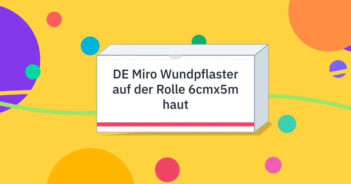 Symbolbild: Packung mit der Aufschrift DE Miro Wundpflaster auf der Rolle 6cmx5m haut (PZN 09747255) – Verfügbarkeit und Bezug in Apotheken in Frankfurt am Main