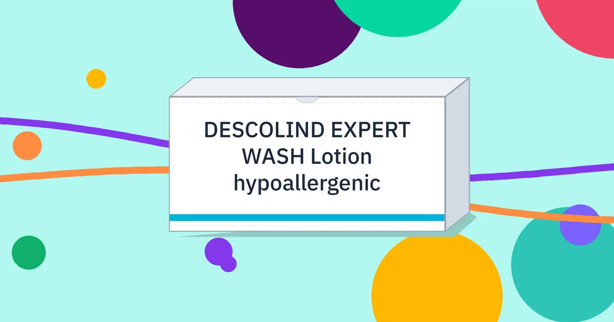 Symbolbild: Packung mit der Aufschrift DESCOLIND EXPERT WASH Lotion hypoallergenic (PZN 16660945) – Verfügbarkeit und Bezug in Apotheken in Frankfurt am Main