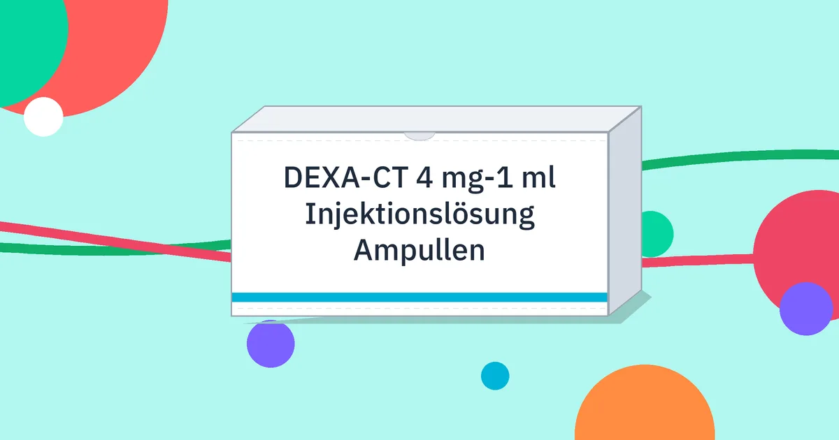 Symbolbild: Packung mit der Aufschrift DEXA-CT 4 mg-1 ml Injektionslösung Ampullen (PZN 07692544) – Verfügbarkeit und Bezug in Apotheken in Frankfurt am Main