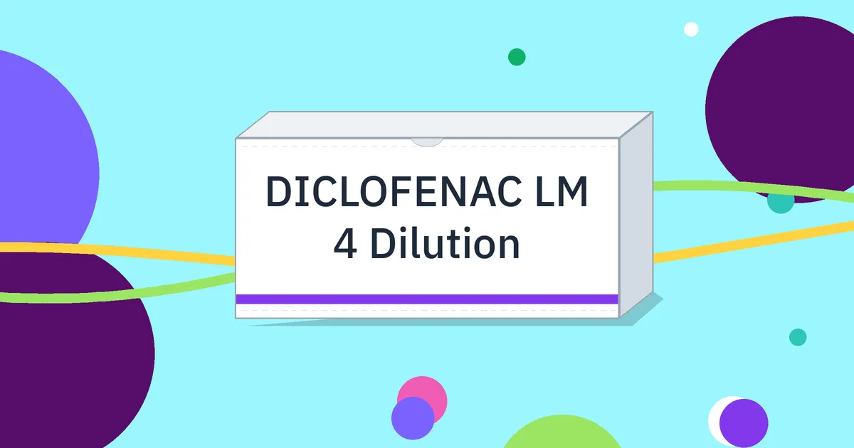 Symbolbild: Packung mit der Aufschrift DICLOFENAC LM 4 Dilution (PZN 12841182) – Verfügbarkeit und Bezug in Apotheken in Frankfurt am Main