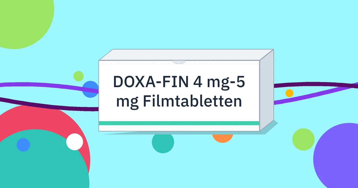 Symbolbild: Packung mit der Aufschrift DOXA-FIN 4 mg-5 mg Filmtabletten (PZN 19708173) – Verfügbarkeit und Bezug in Apotheken in Frankfurt am Main
