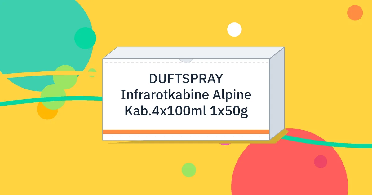 Symbolbild: Packung mit der Aufschrift DUFTSPRAY Infrarotkabine Alpine Kab.4x100ml 1x50g (PZN 16898227) – Verfügbarkeit und Bezug in Apotheken in Frankfurt am Main