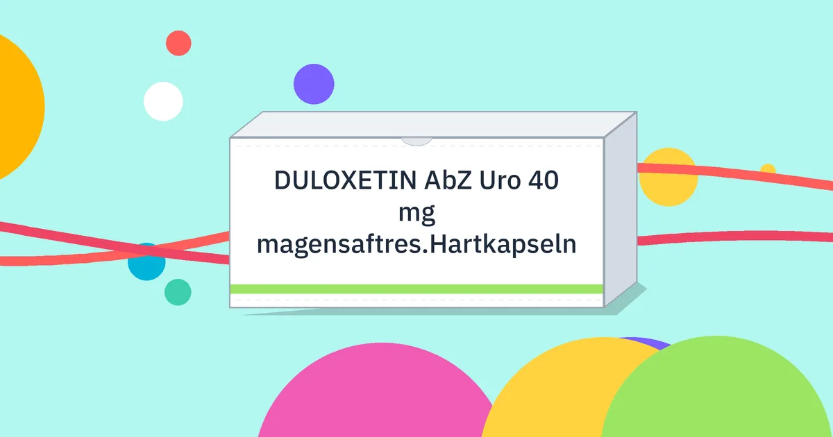Symbolbild: Packung mit der Aufschrift DULOXETIN AbZ Uro 40 mg magensaftres.Hartkapseln (PZN 10528854) – Verfügbarkeit und Bezug in Apotheken in Frankfurt am Main