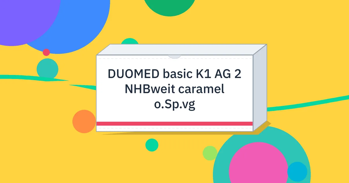 Symbolbild: Packung mit der Aufschrift DUOMED basic K1 AG 2 NHBweit caramel o.Sp.vg (PZN 20905588) – Verfügbarkeit und Bezug in Apotheken in Frankfurt am Main