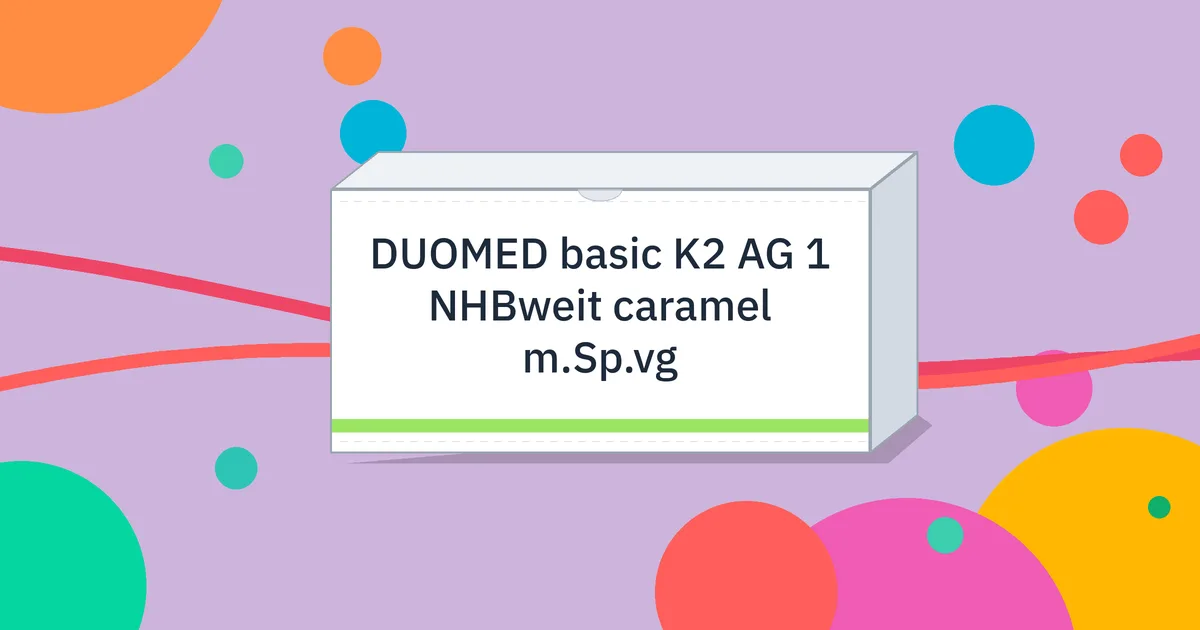 Symbolbild: Packung mit der Aufschrift DUOMED basic K2 AG 1 NHBweit caramel m.Sp.vg (PZN 20909043) – Verfügbarkeit und Bezug in Apotheken in Frankfurt am Main