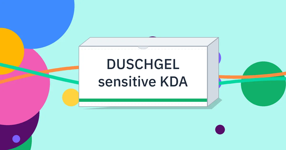 Symbolbild: Packung mit der Aufschrift DUSCHGEL sensitive KDA (PZN 14178500) – Verfügbarkeit und Bezug in Apotheken in Frankfurt am Main