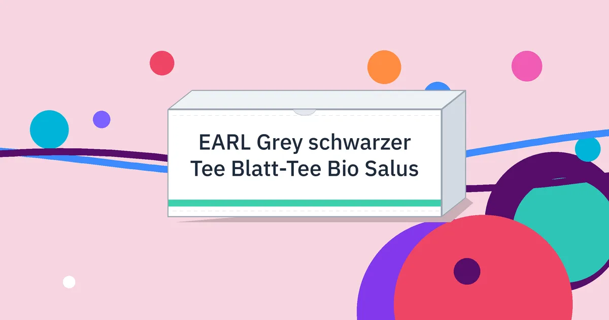 Symbolbild: Packung mit der Aufschrift EARL Grey schwarzer Tee Blatt-Tee Bio Salus (PZN 06576505) – Verfügbarkeit und Bezug in Apotheken in Frankfurt am Main