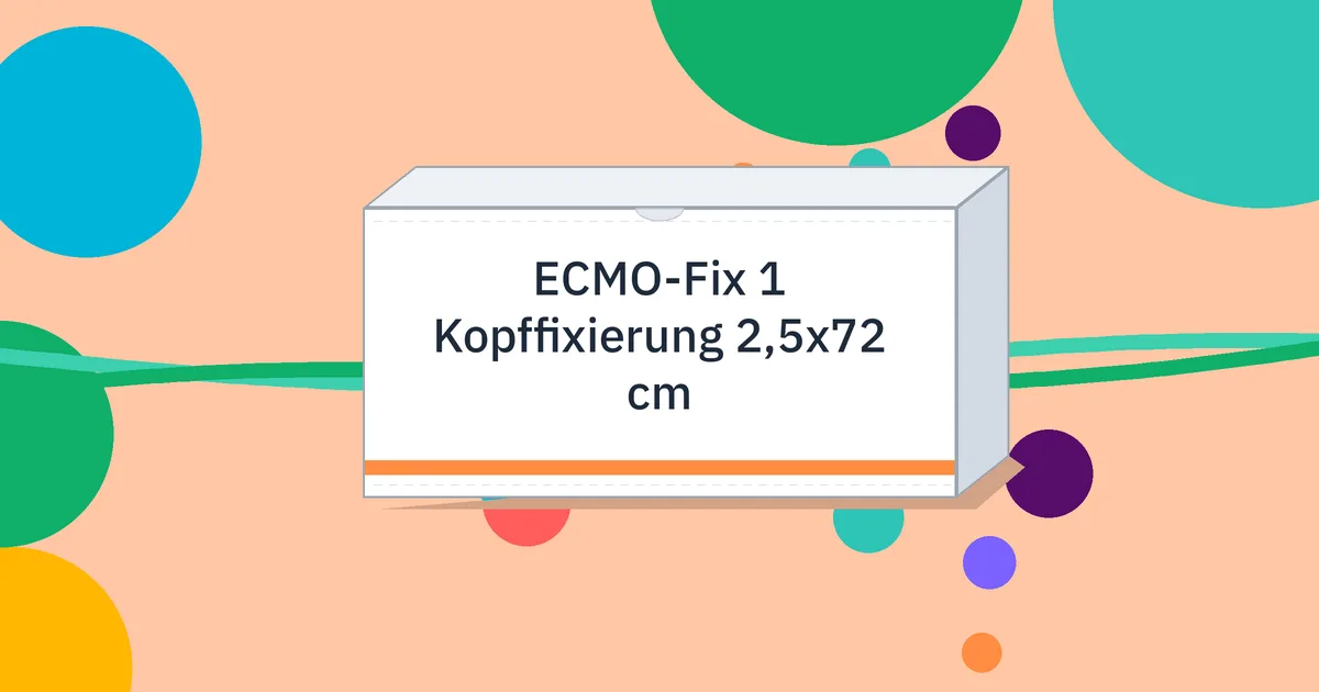 Symbolbild: Packung mit der Aufschrift ECMO-Fix 1 Kopffixierung 2,5x72 cm (PZN 18821022) – Verfügbarkeit und Bezug in Apotheken in Frankfurt am Main