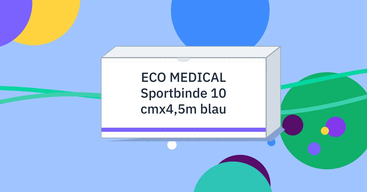 Symbolbild: Packung mit der Aufschrift ECO MEDICAL Sportbinde 10 cmx4,5m blau (PZN 08644814) – Verfügbarkeit und Bezug in Apotheken in Frankfurt am Main