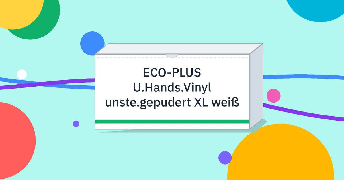 Symbolbild: Packung mit der Aufschrift ECO-PLUS U.Hands.Vinyl unste.gepudert XL weiß (PZN 13511506) – Verfügbarkeit und Bezug in Apotheken in Frankfurt am Main