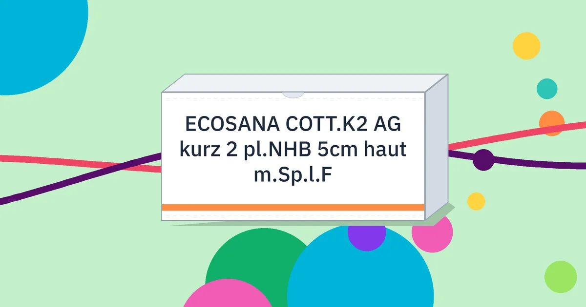 Symbolbild: Packung mit der Aufschrift ECOSANA COTT.K2 AG kurz 2 pl.NHB 5cm haut m.Sp.l.F (PZN 16949278) – Verfügbarkeit und Bezug in Apotheken in Frankfurt am Main