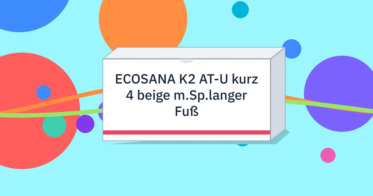 Symbolbild: Packung mit der Aufschrift ECOSANA K2 AT-U kurz 4 beige m.Sp.langer Fuß (PZN 10954663) – Verfügbarkeit und Bezug in Apotheken in Frankfurt am Main