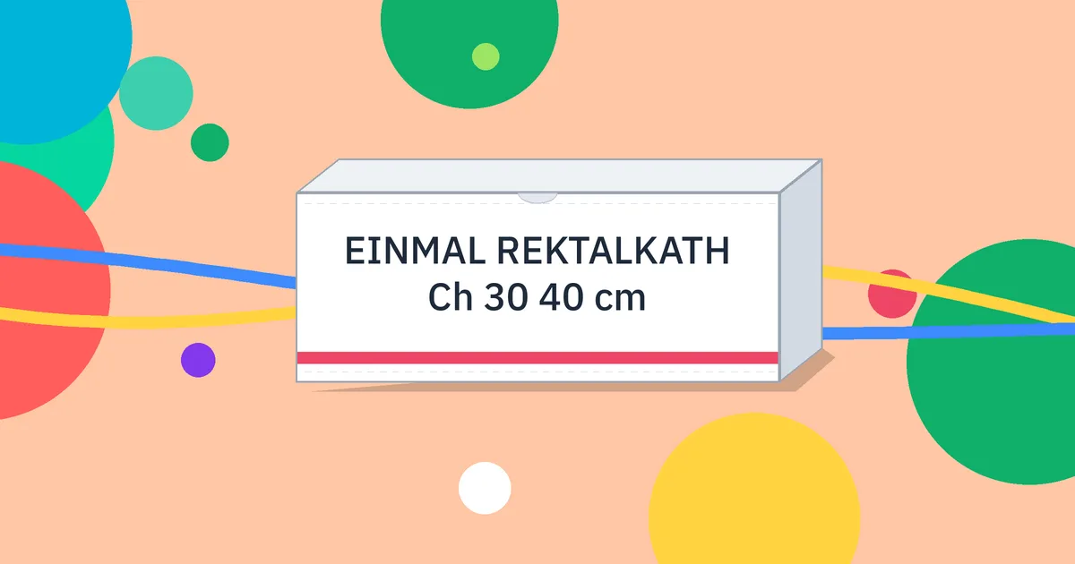 Symbolbild: Packung mit der Aufschrift EINMAL REKTALKATH Ch 30 40 cm (PZN 04476219) – Verfügbarkeit und Bezug in Apotheken in Frankfurt am Main