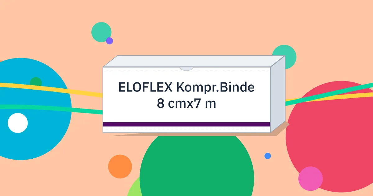 Symbolbild: Packung mit der Aufschrift ELOFLEX Kompr.Binde 8 cmx7 m (PZN 00330588) – Verfügbarkeit und Bezug in Apotheken in Frankfurt am Main