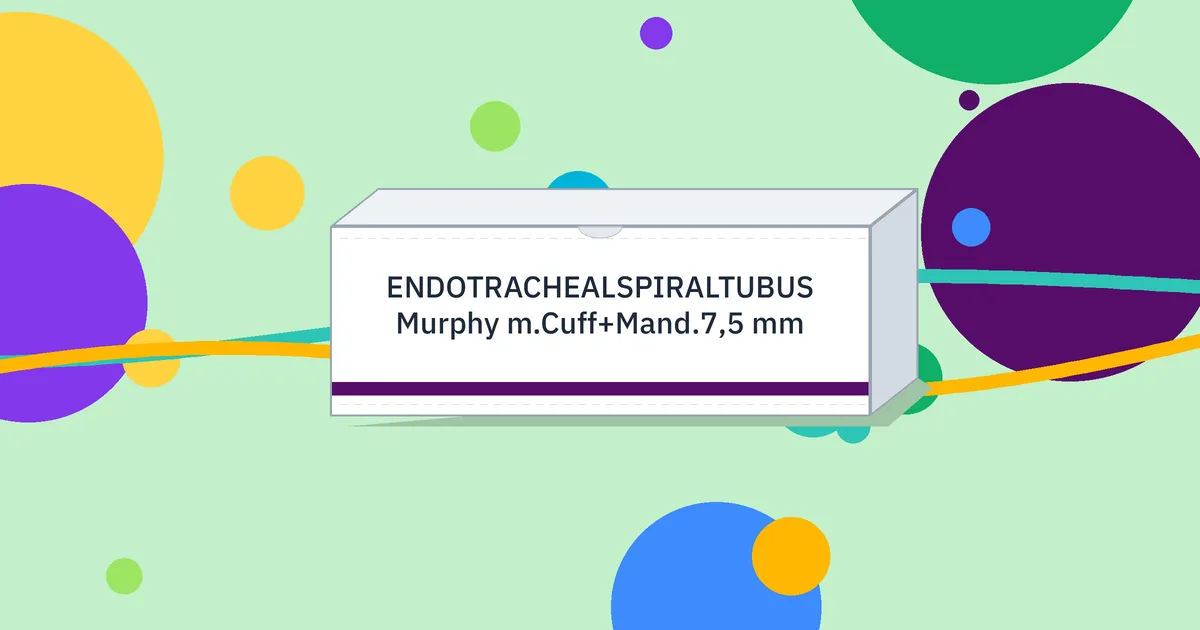 Symbolbild: Packung mit der Aufschrift ENDOTRACHEALSPIRALTUBUS Murphy m.Cuff+Mand.7,5 mm (PZN 05464425) – Verfügbarkeit und Bezug in Apotheken in Frankfurt am Main