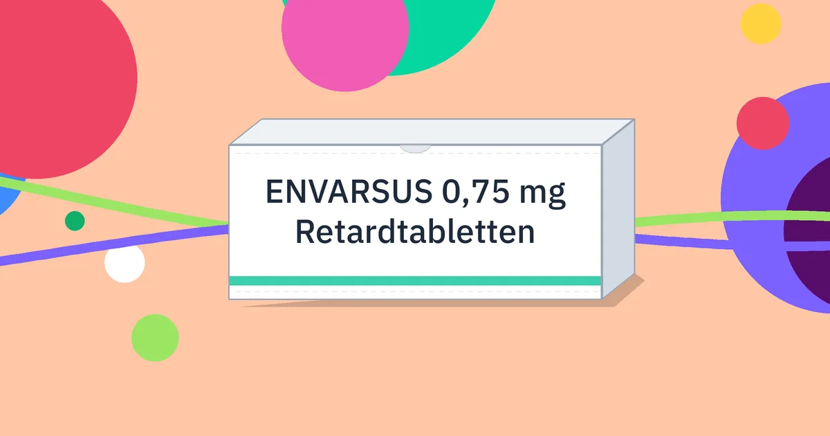 Symbolbild: Packung mit der Aufschrift ENVARSUS 0,75 mg Retardtabletten (PZN 11555830) – Verfügbarkeit und Bezug in Apotheken in Frankfurt am Main