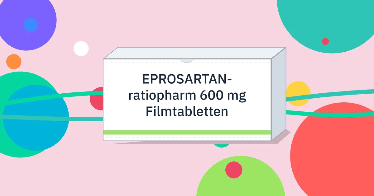 Symbolbild: Packung mit der Aufschrift EPROSARTAN-ratiopharm 600 mg Filmtabletten (PZN 03574612) – Verfügbarkeit und Bezug in Apotheken in Frankfurt am Main