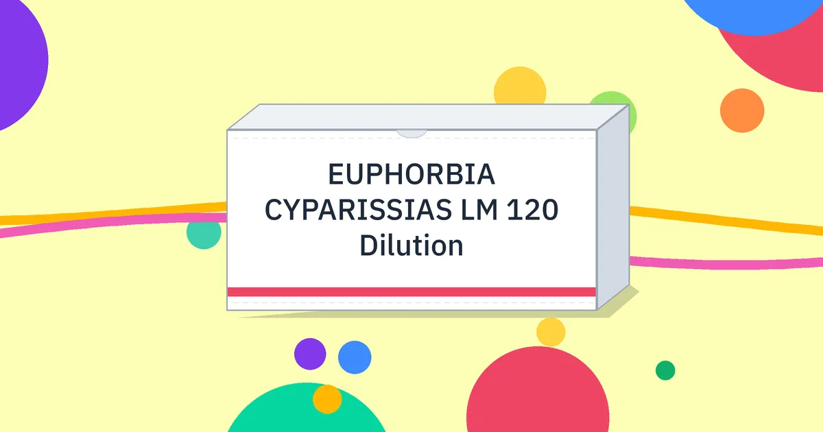 Symbolbild: Packung mit der Aufschrift EUPHORBIA CYPARISSIAS LM 120 Dilution (PZN 13482130) – Verfügbarkeit und Bezug in Apotheken in Frankfurt am Main
