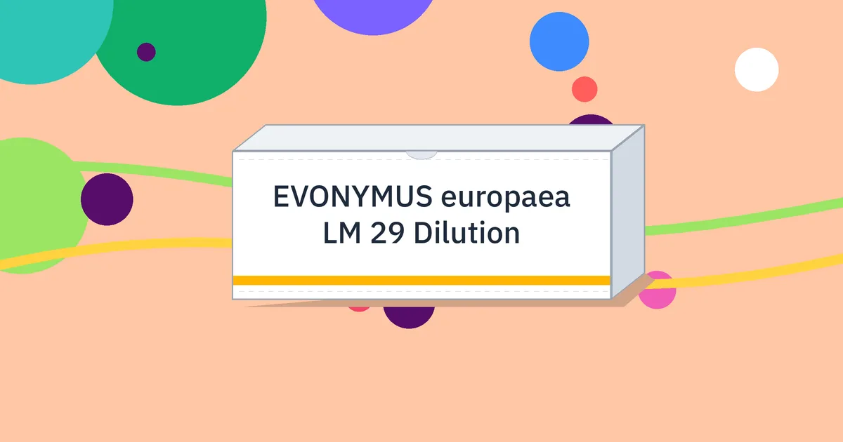 Symbolbild: Packung mit der Aufschrift EVONYMUS europaea LM 29 Dilution (PZN 13484821) – Verfügbarkeit und Bezug in Apotheken in Frankfurt am Main