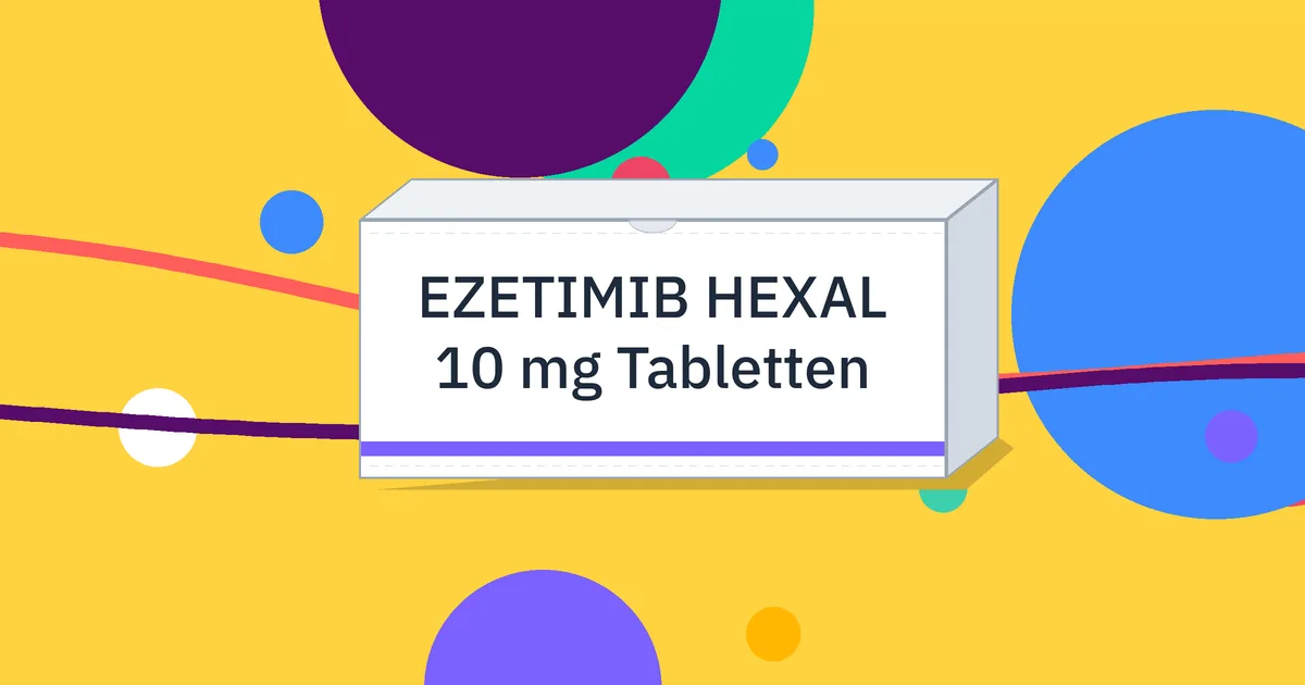 Symbolbild: Packung mit der Aufschrift EZETIMIB HEXAL 10 mg Tabletten (PZN 13781772) – Verfügbarkeit und Bezug in Apotheken in Frankfurt am Main