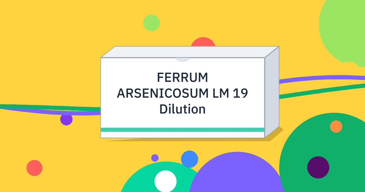 Symbolbild: Packung mit der Aufschrift FERRUM ARSENICOSUM LM 19 Dilution (PZN 12847606) – Verfügbarkeit und Bezug in Apotheken in Frankfurt am Main