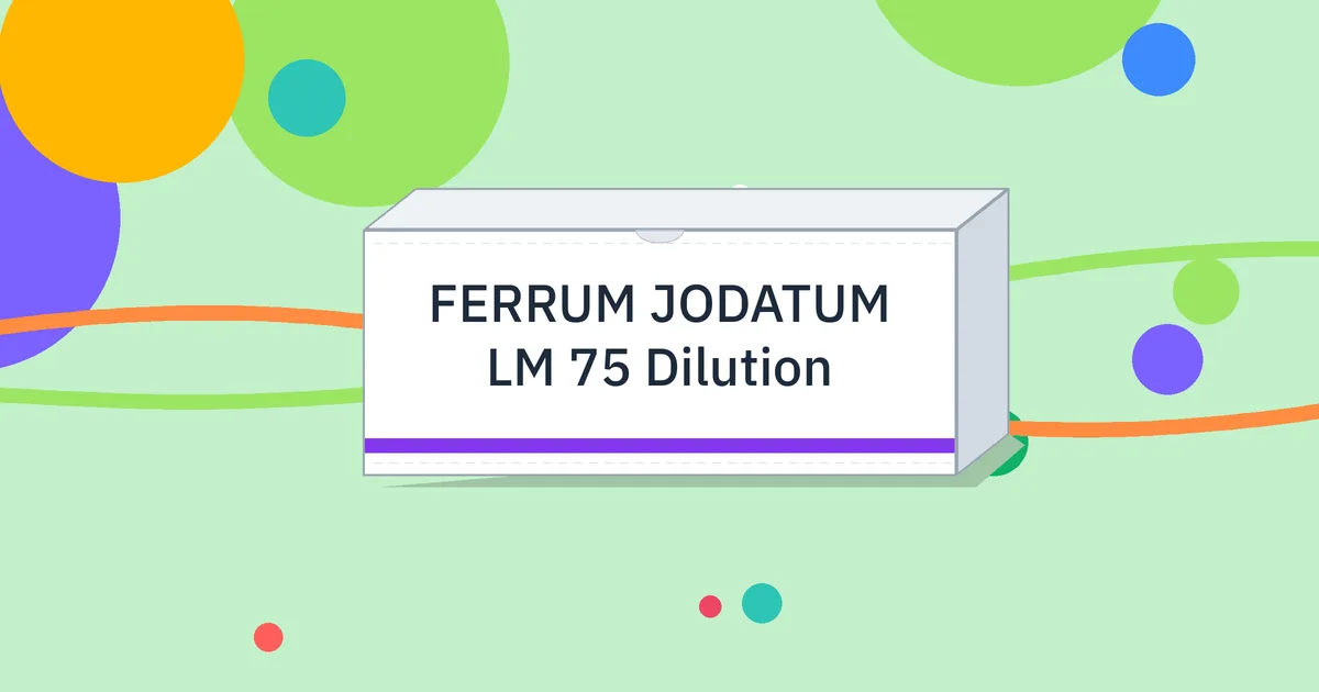 Symbolbild: Packung mit der Aufschrift FERRUM JODATUM LM 75 Dilution (PZN 12849189) – Verfügbarkeit und Bezug in Apotheken in Frankfurt am Main