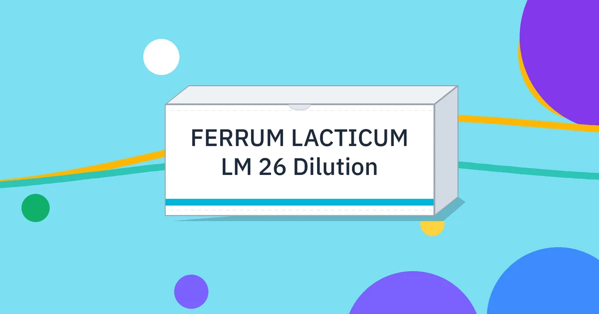 Symbolbild: Packung mit der Aufschrift FERRUM LACTICUM LM 26 Dilution (PZN 12849551) – Verfügbarkeit und Bezug in Apotheken in Frankfurt am Main