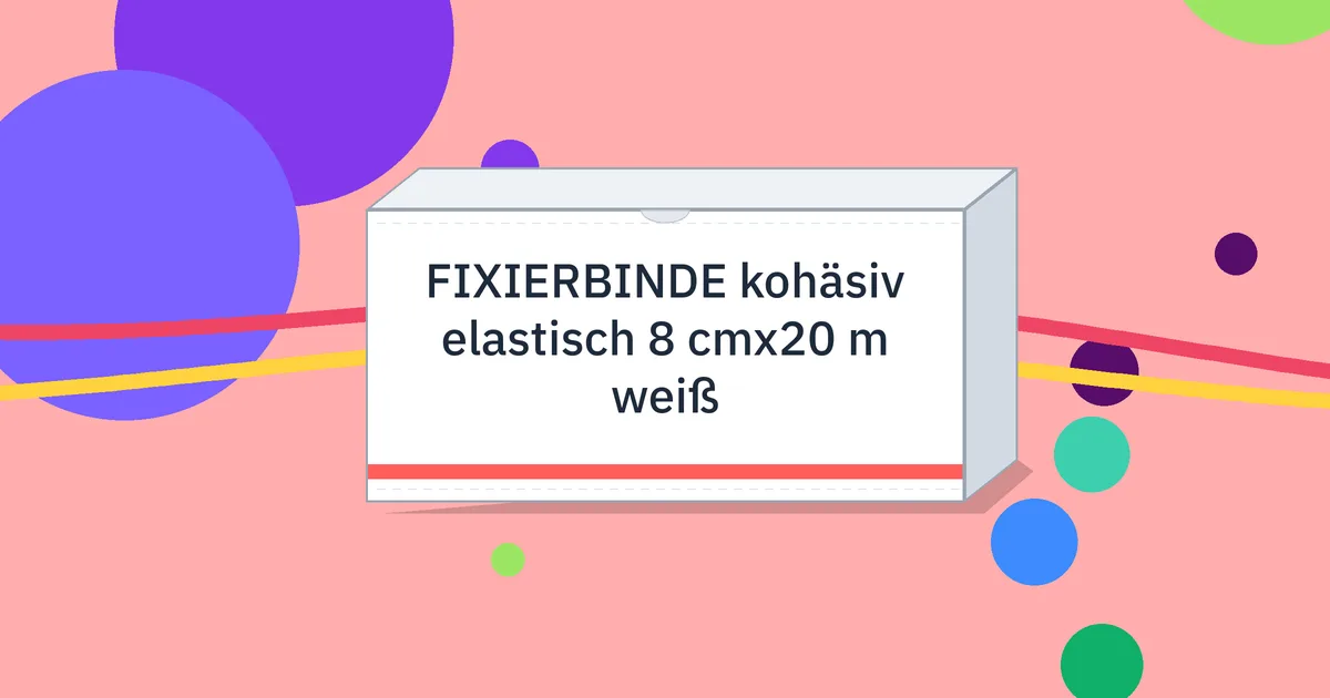 Symbolbild: Packung mit der Aufschrift FIXIERBINDE kohäsiv elastisch 8 cmx20 m weiß (PZN 10351829) – Verfügbarkeit und Bezug in Apotheken in Frankfurt am Main