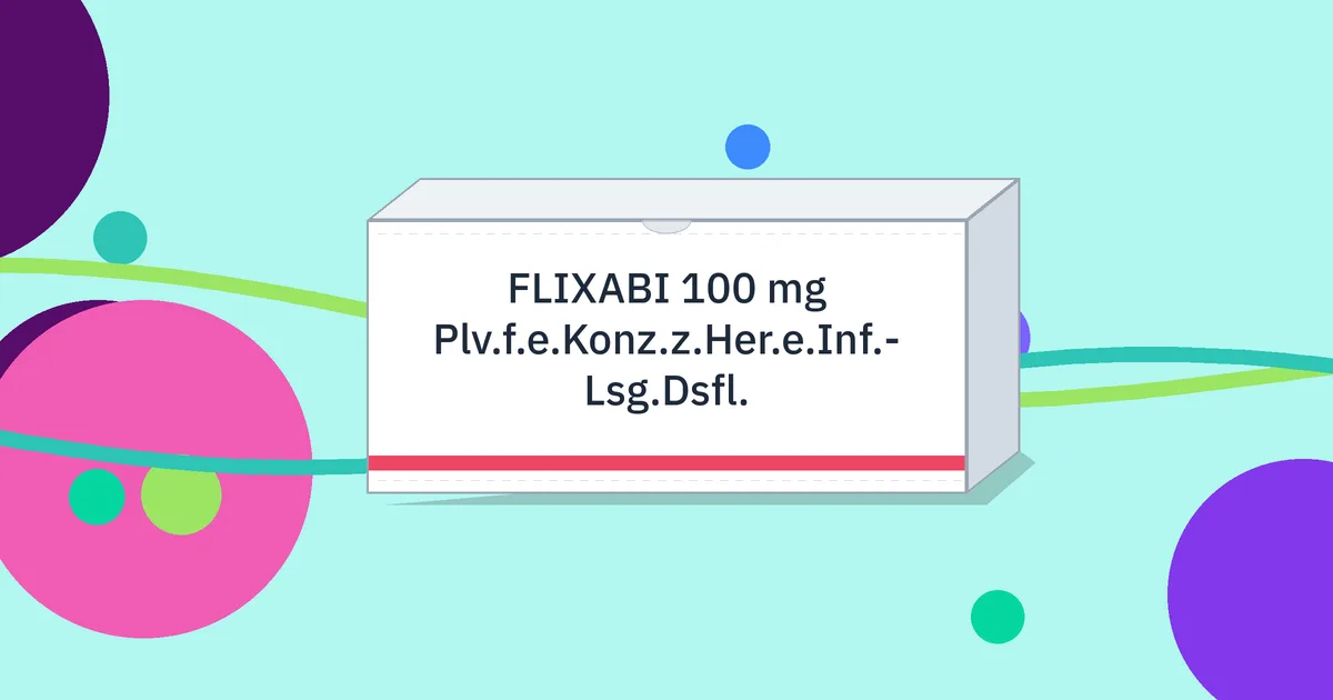 Symbolbild: Packung mit der Aufschrift FLIXABI 100 mg Plv.f.e.Konz.z.Her.e.Inf.-Lsg.Dsfl. (PZN 15568367) – Verfügbarkeit und Bezug in Apotheken in Frankfurt am Main