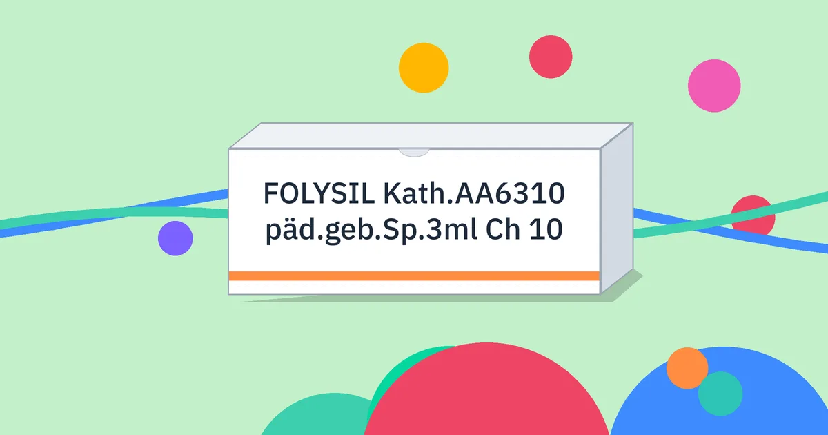 Symbolbild: Packung mit der Aufschrift FOLYSIL Kath.AA6310 päd.geb.Sp.3ml Ch 10 (PZN 00152069) – Verfügbarkeit und Bezug in Apotheken in Frankfurt am Main