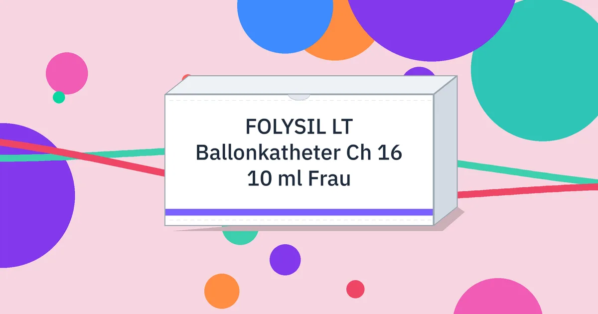 Symbolbild: Packung mit der Aufschrift FOLYSIL LT Ballonkatheter Ch 16 10 ml Frau (PZN 16514244) – Verfügbarkeit und Bezug in Apotheken in Frankfurt am Main