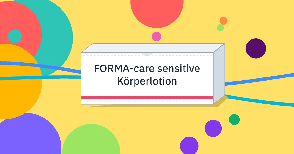Symbolbild: Packung mit der Aufschrift FORMA-care sensitive Körperlotion (PZN 19215476) – Verfügbarkeit und Bezug in Apotheken in Frankfurt am Main