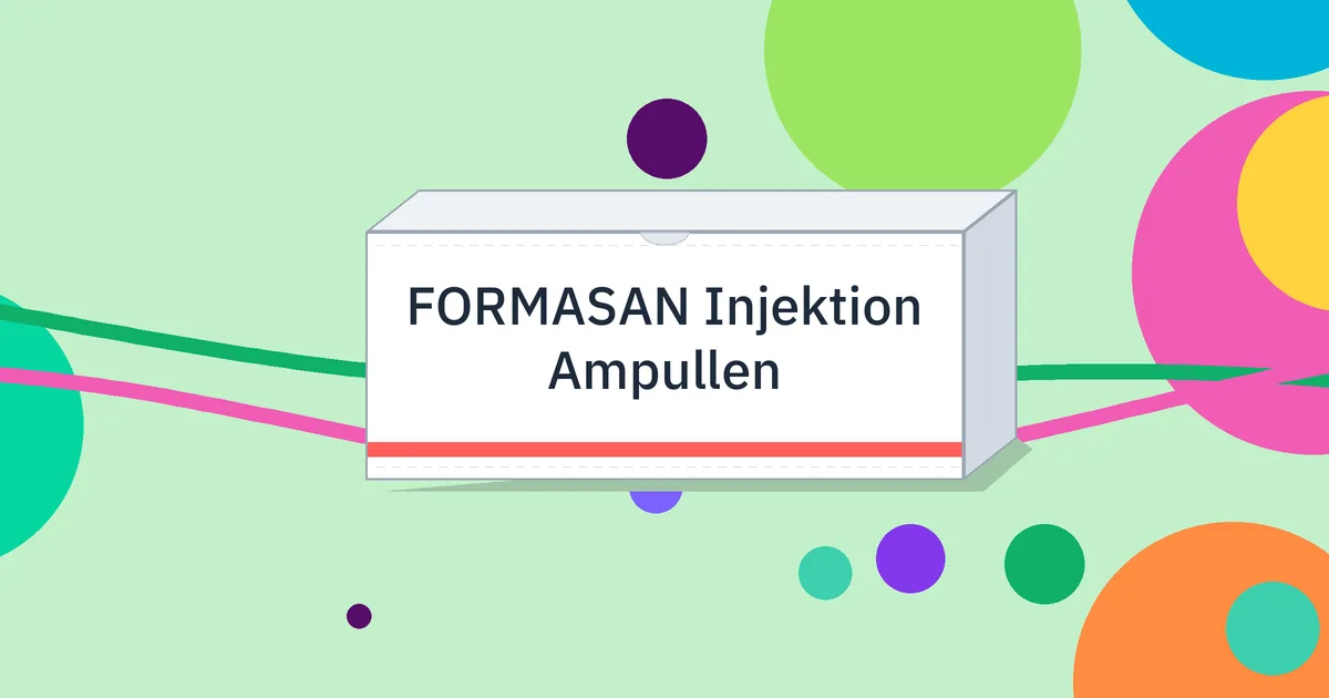 Symbolbild: Packung mit der Aufschrift FORMASAN Injektion Ampullen (PZN 07284868) – Verfügbarkeit und Bezug in Apotheken in Frankfurt am Main