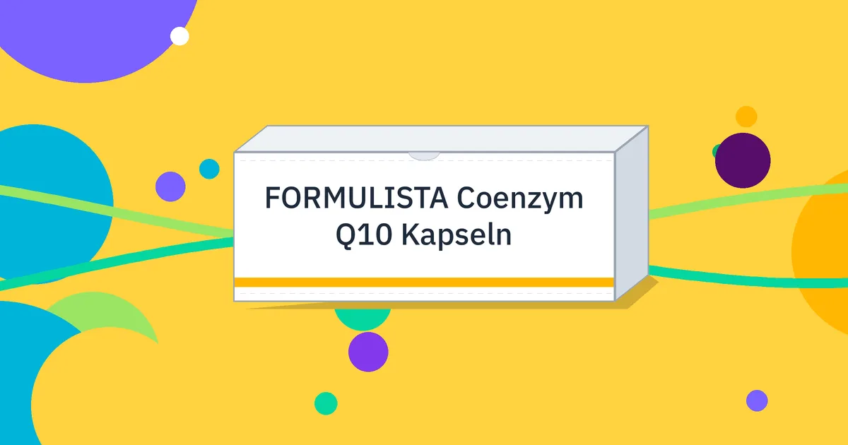 Symbolbild: Packung mit der Aufschrift FORMULISTA Coenzym Q10 Kapseln (PZN 15610477) – Verfügbarkeit und Bezug in Apotheken in Frankfurt am Main