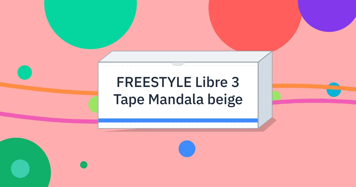Symbolbild: Packung mit der Aufschrift FREESTYLE Libre 3 Tape Mandala beige (PZN 18178537) – Verfügbarkeit und Bezug in Apotheken in Frankfurt am Main