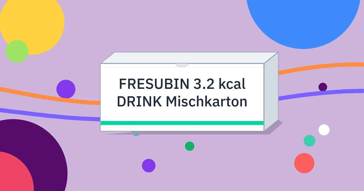 Symbolbild: Packung mit der Aufschrift FRESUBIN 3.2 kcal DRINK Mischkarton (PZN 12546709) – Verfügbarkeit und Bezug in Apotheken in Frankfurt am Main