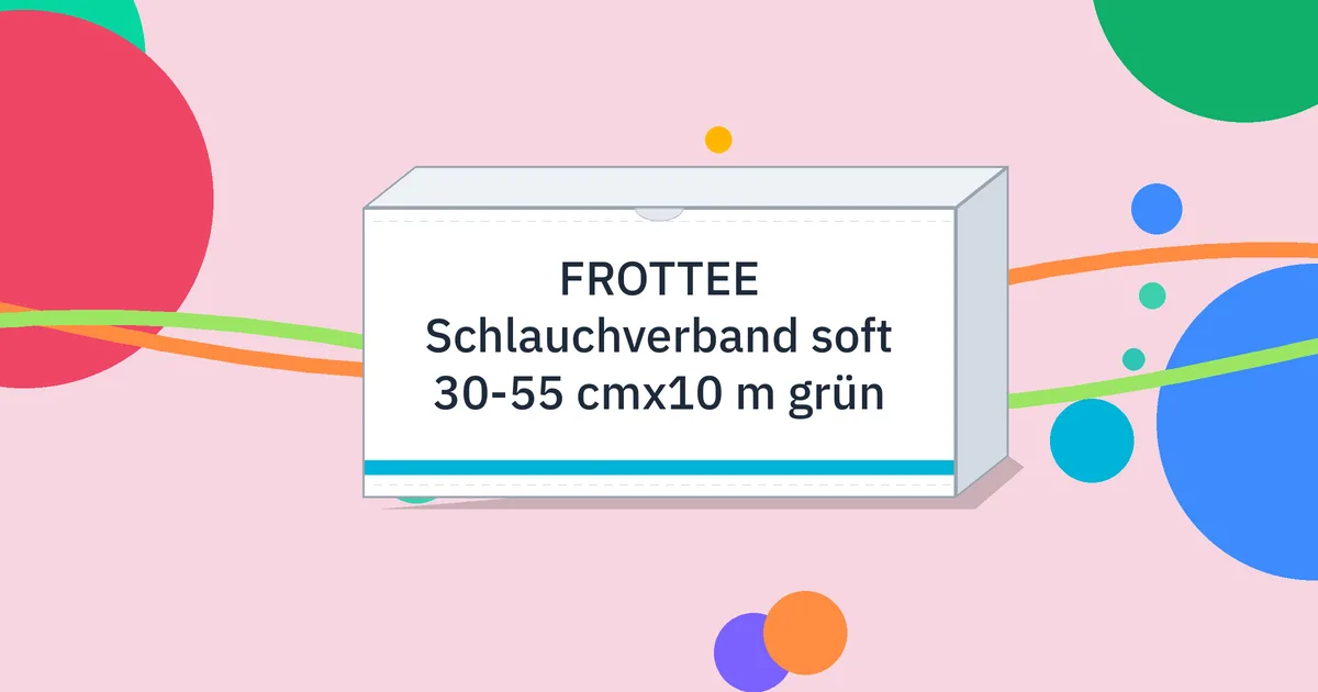 Symbolbild: Packung mit der Aufschrift FROTTEE Schlauchverband soft 30-55 cmx10 m grün (PZN 16149968) – Verfügbarkeit und Bezug in Apotheken in Frankfurt am Main