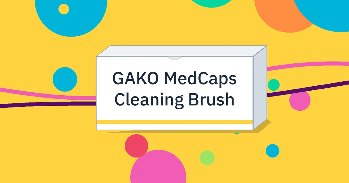 Symbolbild: Packung mit der Aufschrift GAKO MedCaps Cleaning Brush (PZN 19729494) – Verfügbarkeit und Bezug in Apotheken in Frankfurt am Main