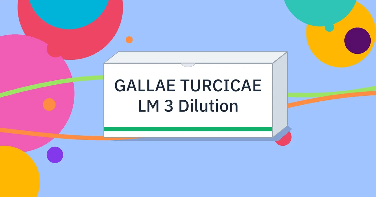 Symbolbild: Packung mit der Aufschrift GALLAE TURCICAE LM 3 Dilution (PZN 13497930) – Verfügbarkeit und Bezug in Apotheken in Frankfurt am Main