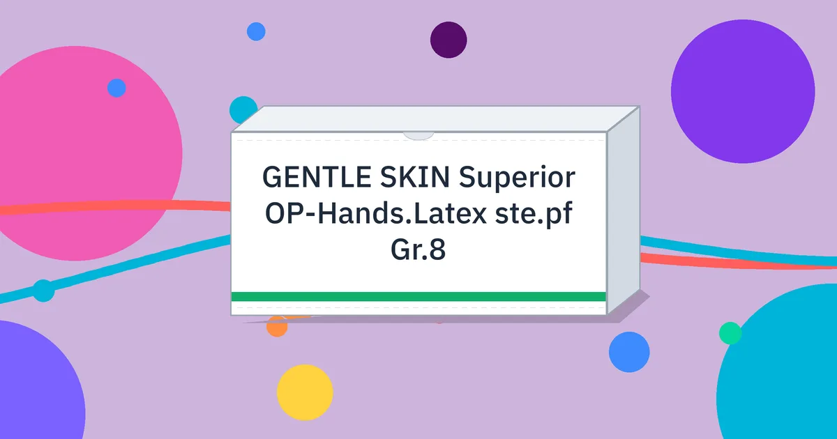 Symbolbild: Packung mit der Aufschrift GENTLE SKIN Superior OP-Hands.Latex ste.pf Gr.8 (PZN 18041962) – Verfügbarkeit und Bezug in Apotheken in Frankfurt am Main
