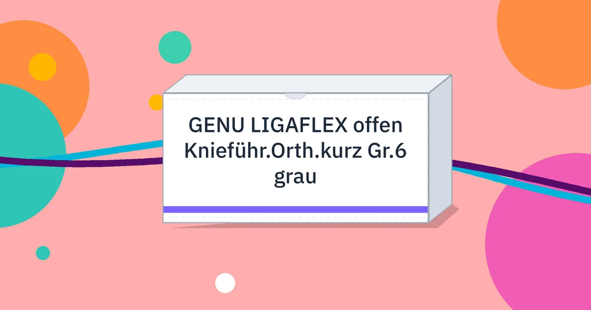 Symbolbild: Packung mit der Aufschrift GENU LIGAFLEX offen Knieführ.Orth.kurz Gr.6 grau (PZN 13980336) – Verfügbarkeit und Bezug in Apotheken in Frankfurt am Main