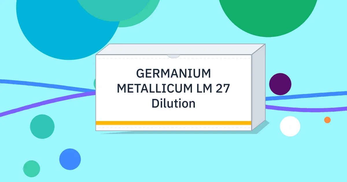 Symbolbild: Packung mit der Aufschrift GERMANIUM METALLICUM LM 27 Dilution (PZN 12877369) – Verfügbarkeit und Bezug in Apotheken in Frankfurt am Main